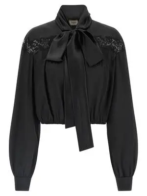 Saint Laurent Lace Silk Shirt - Black