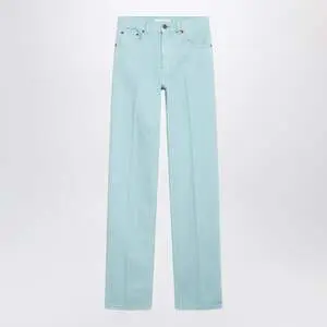 Chloé Straight Jeans In Turquoise Organic Cotton Denim - Blue