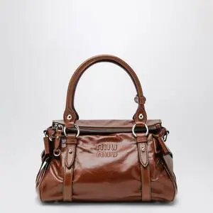 Miu Miu Miu Miu Medium Top-Handle Bag In Glossy Palisander Leather Women Brown