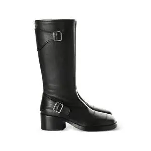ANN DEMEULEMEESTER Leather Buckled Boots - Black