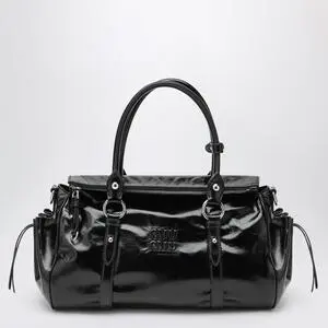 Miu Miu Large Top-handle Bag In Glossy Leather - Black