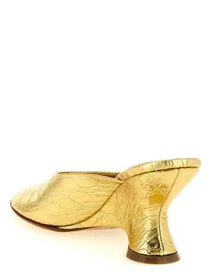 Dries Van Noten Curved Wedge Mules - Gold