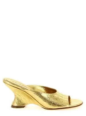Dries Van Noten Curved Wedge Mules - Gold