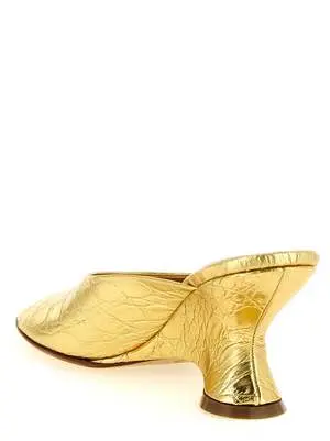 Dries Van Noten Curved Wedge Mules - Gold