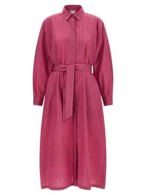 Max Mara Striped Cotton Poplin Dress - Purple