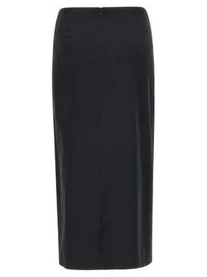 Max Mara Stretch Cotton Satin Midi Skirt - Black
