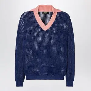 Fendi And Pink Cotton Jumper - Blue