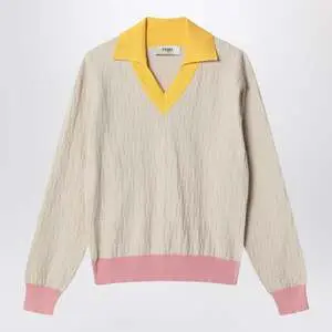 Fendi Light Beige Cotton And Silk Jumper