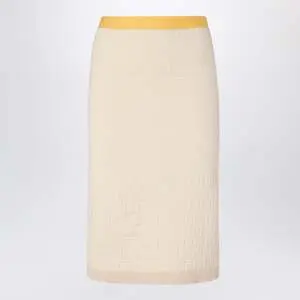 Fendi Light Beige Cotton And Silk Skirt - Yellow