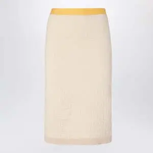 Fendi Light Beige Cotton And Silk Skirt - Yellow