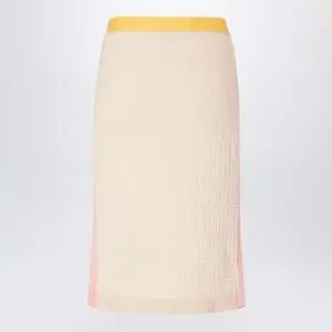 Fendi Light Beige Cotton And Silk Skirt - Yellow