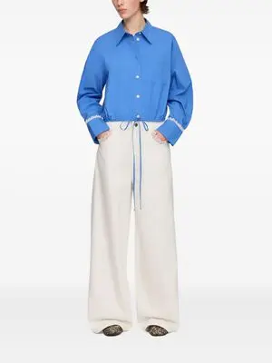 GANNI Organic Cotton Cropped Shirt - Multicolor