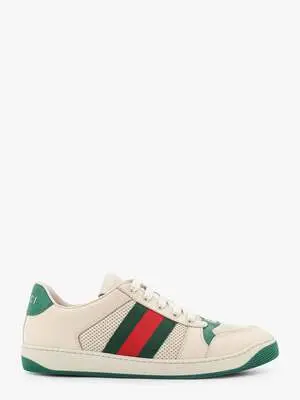 Gucci Screener Mesh And Leather Sneakers With Nastro Web On The Side - Multicolor