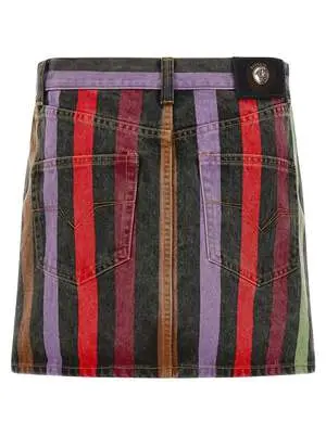 Versace Striped Cotton Denim Mini Skirt - Multicolor