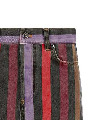Versace Striped Cotton Denim Mini Skirt - Multicolor