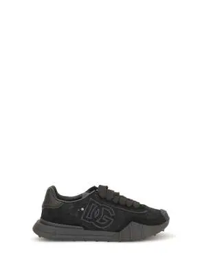 Dolce & Gabbana Leather And Lace Sneakers - Black