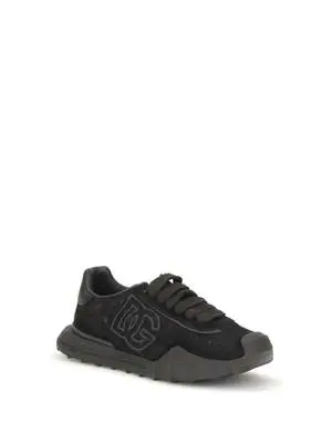 Dolce & Gabbana Leather And Lace Sneakers - Black