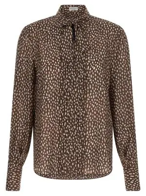 Brunello Cucinelli Lavallière Collar Shirt - Brown