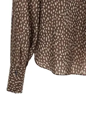 Brunello Cucinelli Lavallière Collar Shirt - Brown