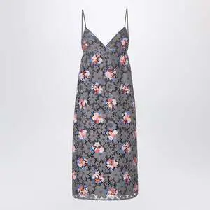 Fendi Grey Lace Dress With Print - Gray