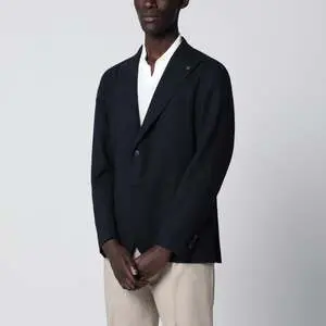 Tagliatore Single-breasted Textured Wool Jacket - Blue