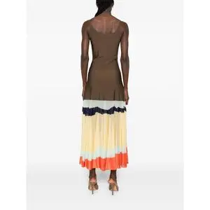 Fendi Horizontal-stripe Scoop Neck Fitted Day Dress