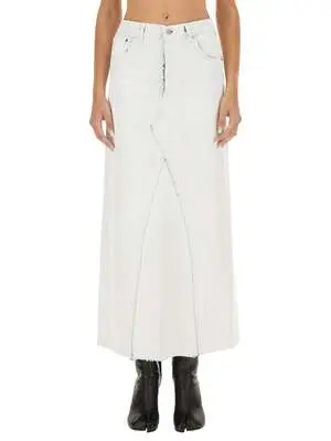 MAISON MARGIELA Denim Midi Skirt - White