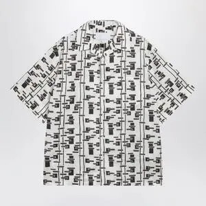 Prada Natural/burgundy Printed Silk-blend Shirt - Red