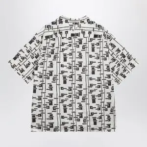 Prada Natural/burgundy Printed Silk-blend Shirt - Red