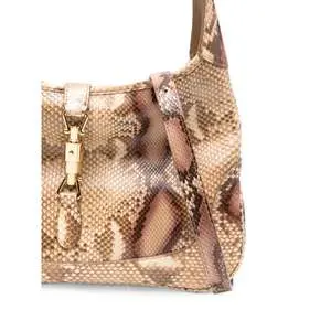 Gucci Python Effect Shoulder Bag - Cream