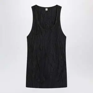 TOTEME Crinkled Cotton Tank Top - Black