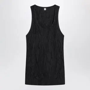 TOTEME Crinkled Cotton Tank Top - Black