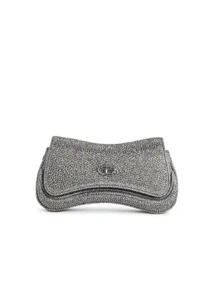 DIESEL® Play' Clutch In Silver Glitter Fabric - Gray