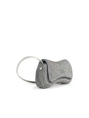 DIESEL® Play' Clutch In Silver Glitter Fabric