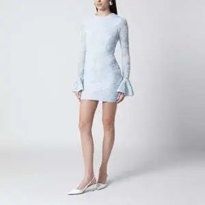 ROTATE BY BIRGER CHRISTENSEN Light Ruffled Mesh Mini Dress - Blue