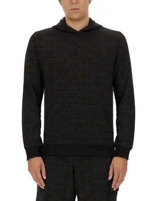Moschino Sweatshirt With All Over Logo - Black