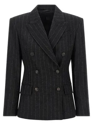 Brunello Cucinelli Pinstriped Tailored Blazer - Gray