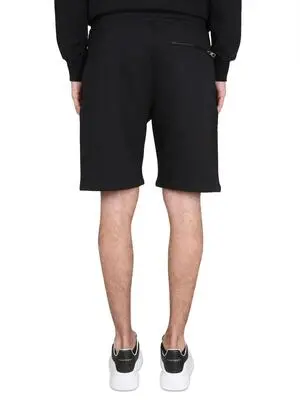 Alexander McQueen Bermuda Shorts With Graffiti Logo Print - Black