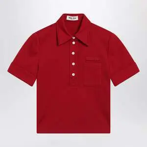 Miu Miu Ruby Technical Jersey Polo - Red