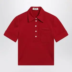 Miu Miu Ruby Technical Jersey Polo - Red