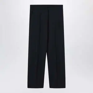 Miu Miu Navy Wool-blend Trousers - Blue