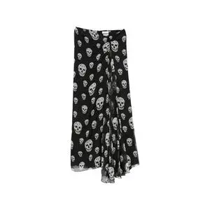 Alexander McQueen Silk Skull Print Skirt - Black