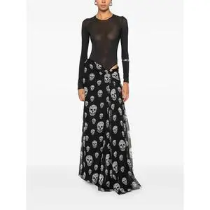 Alexander McQueen Silk Skull Print Skirt
