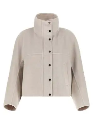 Brunello Cucinelli Virgin Wool & Cashmere Blend Cropped Coat - Gray
