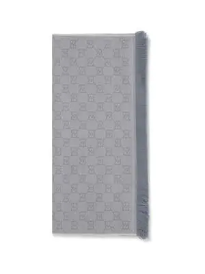 Gucci Gg Supreme Embroidered Wool Scarf - Gray