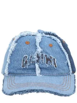 GANNI Cappello In Denim Patchwork - Multicolor