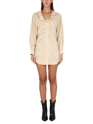Isabel Marant Étoile Ruffled Plaid Shirt Dress - Yellow
