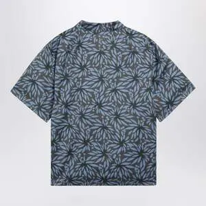 Prada Hematite/black Floral Print Bowling Shirt