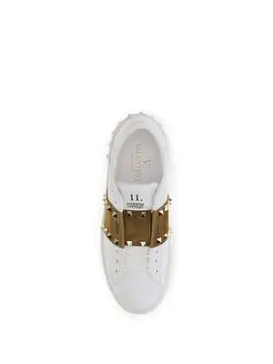 Valentino Garavani Rockstud Untitled Sneakers With Suede Band - White