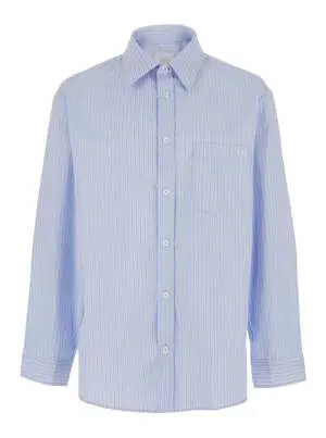 A.p.c. Light Blue Long-sleeved Shirt With Classic Collar And Striped Motif In Cotton For - Multicolor